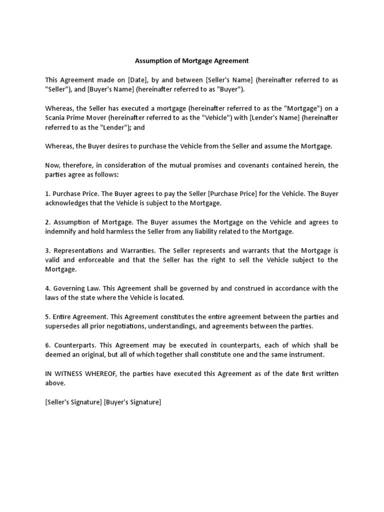 Assumption of Mortgage Agreement | PDF