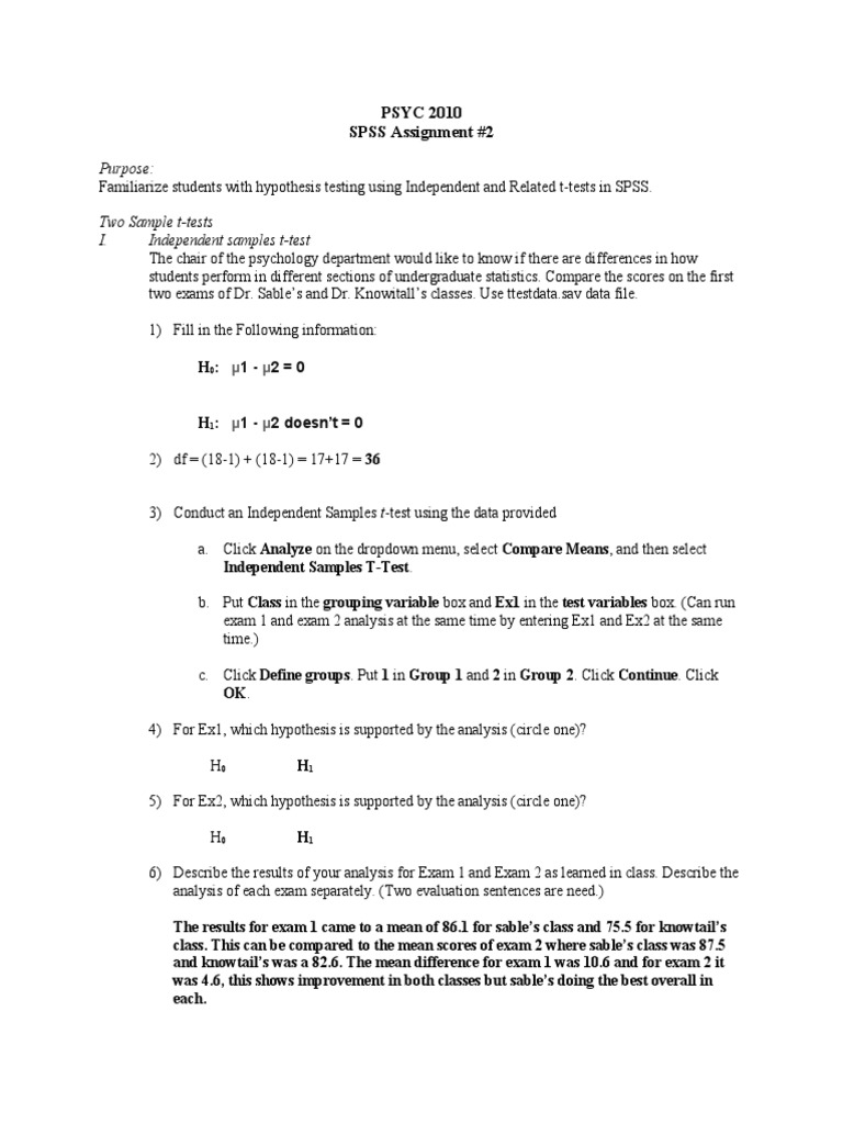SPSS Assignment 2 | Download Free PDF | Student's T Test | Spss