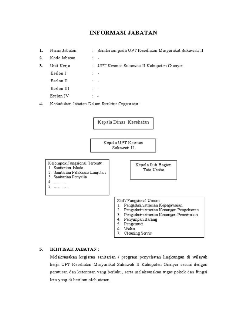Tugas dan Tanggung Jawab Sanitarian UPT Kesmas | PDF