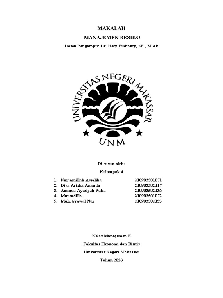 Manajemen Risiko Kelompok 4 | PDF Manajemen Risiko Kelompok 4 | PDF