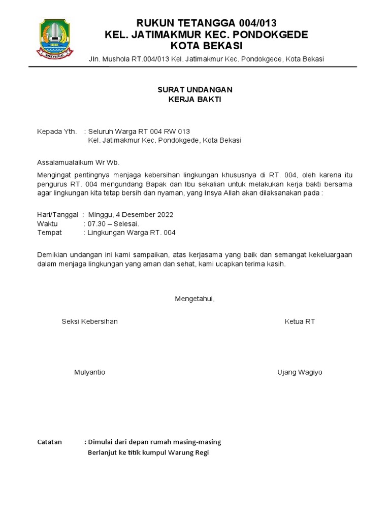 Surat Undangan Kerja Bakti Pdf