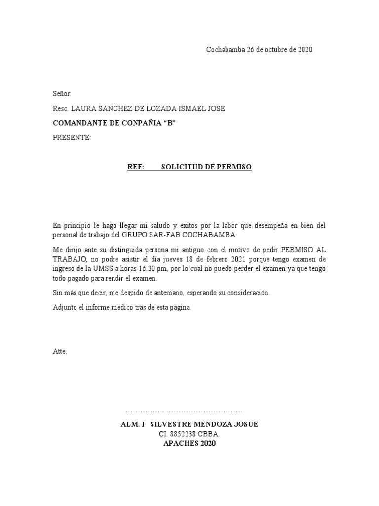 FORMATO DE CARTA DE PERMISO Josue 1234 | PDF