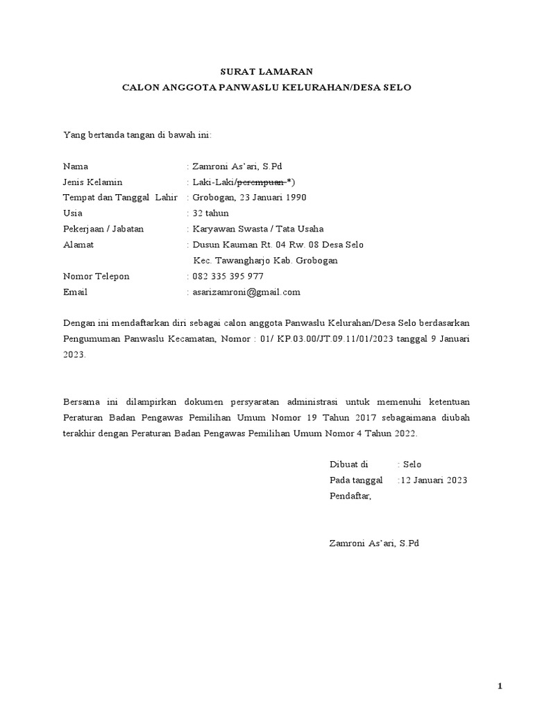 Surat Lamaran PKD | PDF