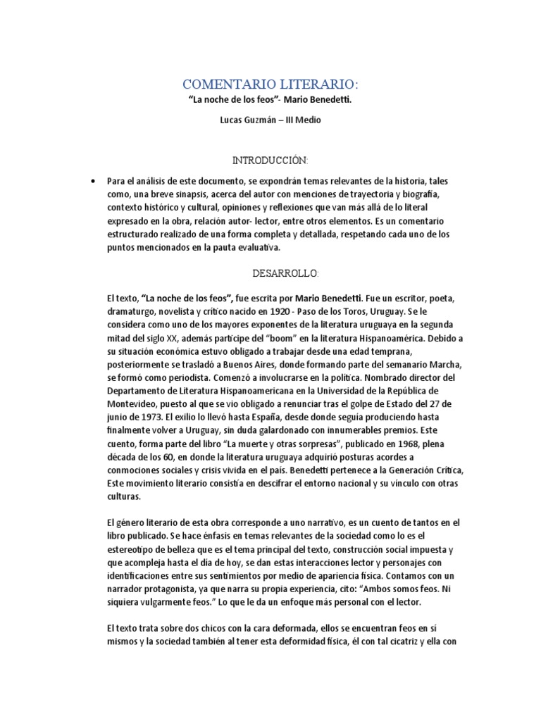 Comentario Literario | PDF