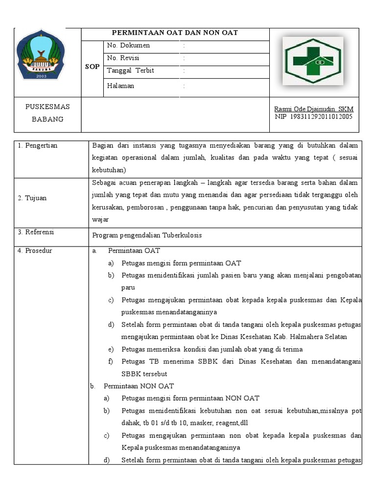 Sop Permintaan Oat Dan Non Oat | PDF