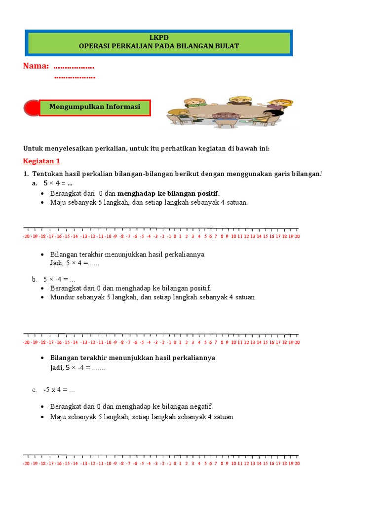 LKPD PERKALIAN Bilangan Bulat | PDF