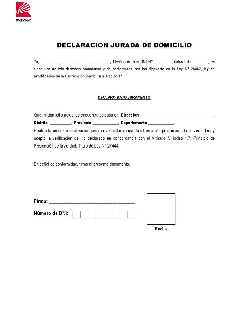 2.declaracion Jurada de Domicilio PDF | PDF