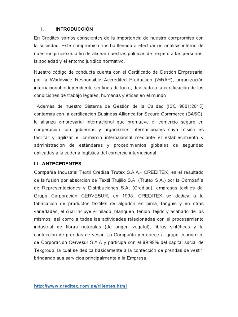 Alianza de Creditex con Textiles Camones | PDF