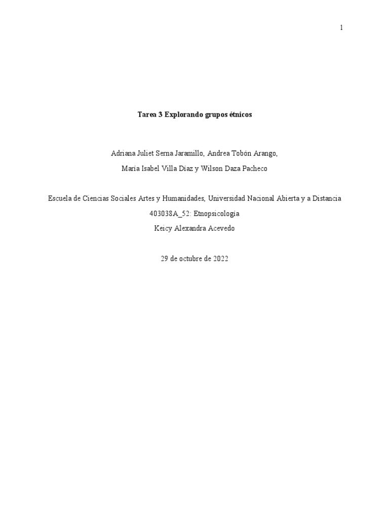 Tarea 3 - Explorando Grupos Étnicos - 403038 - 52 | PDF