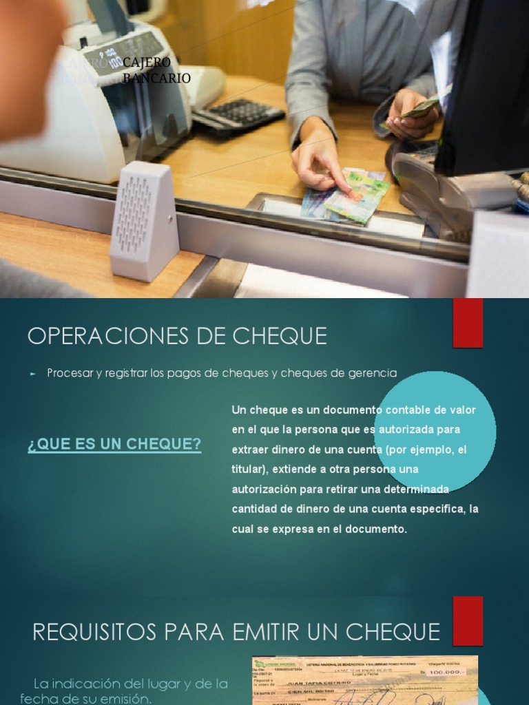 Guía de Operaciones de Cheques y Caja | PDF | Cheque | Bancos