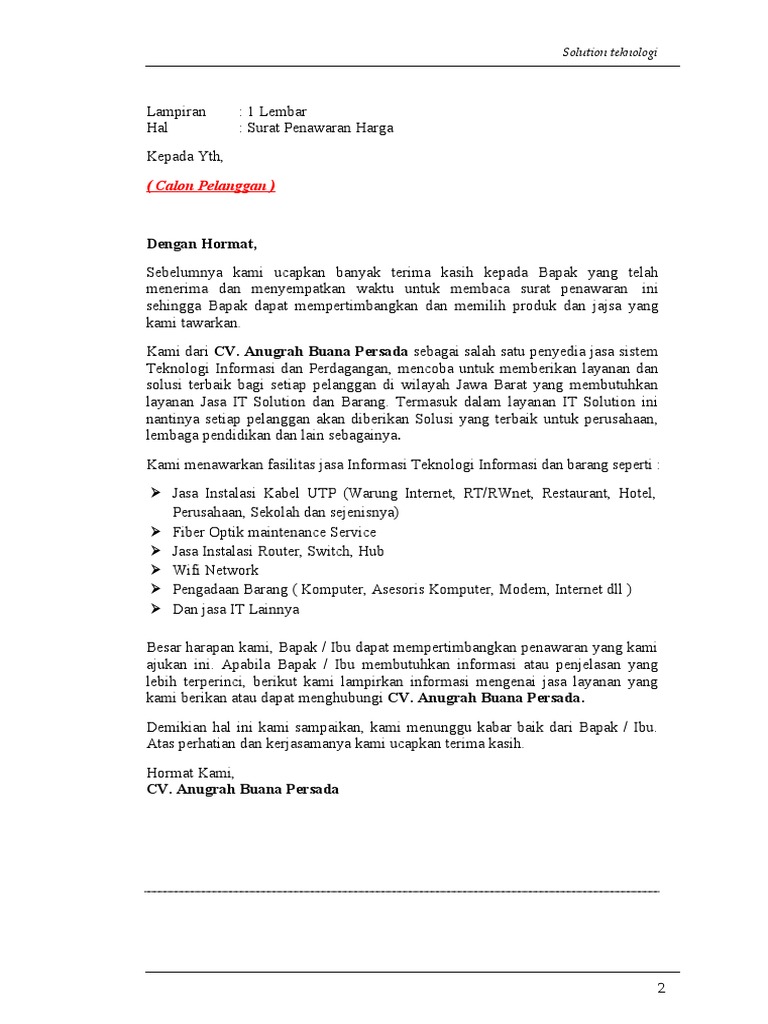 Adoc - Pub - Proposal Penawaran Jasa Teknologi Informasi Dan Te | PDF