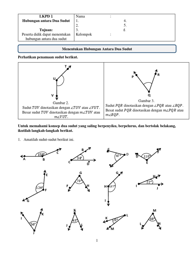 LKPD 2 Hubungan Dua Sudut PDF | PDF