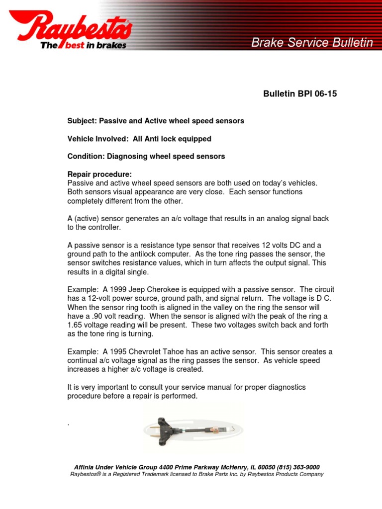 Passive and Active Wheel Speed Sensors | PDF