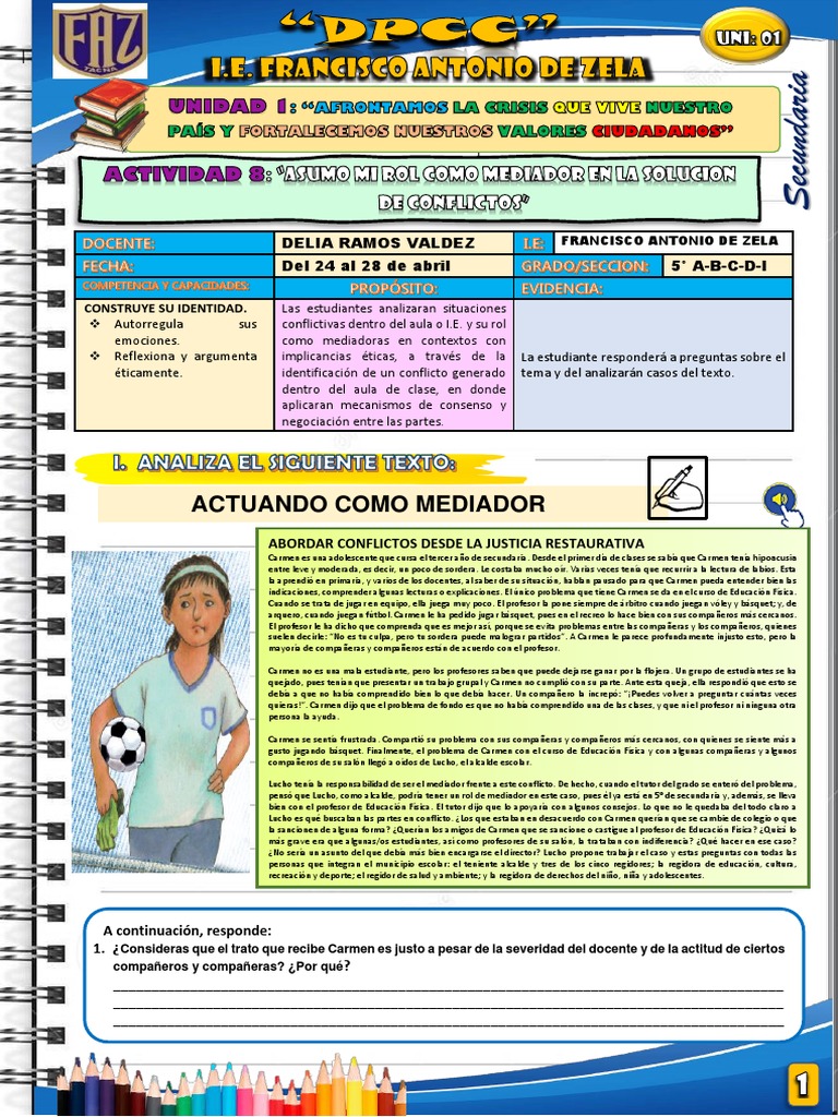 5°dpcc. Actv.01-Uni .01-Sem.05 | PDF | Mediación | Justicia