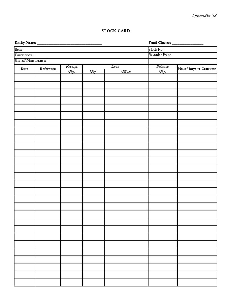 APPENDIX 58 - Stock Card | PDF