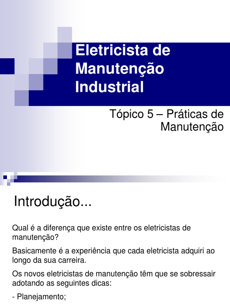 Aula 06 - Práticas de Manutenção | PDF | Eletricista | Tempo