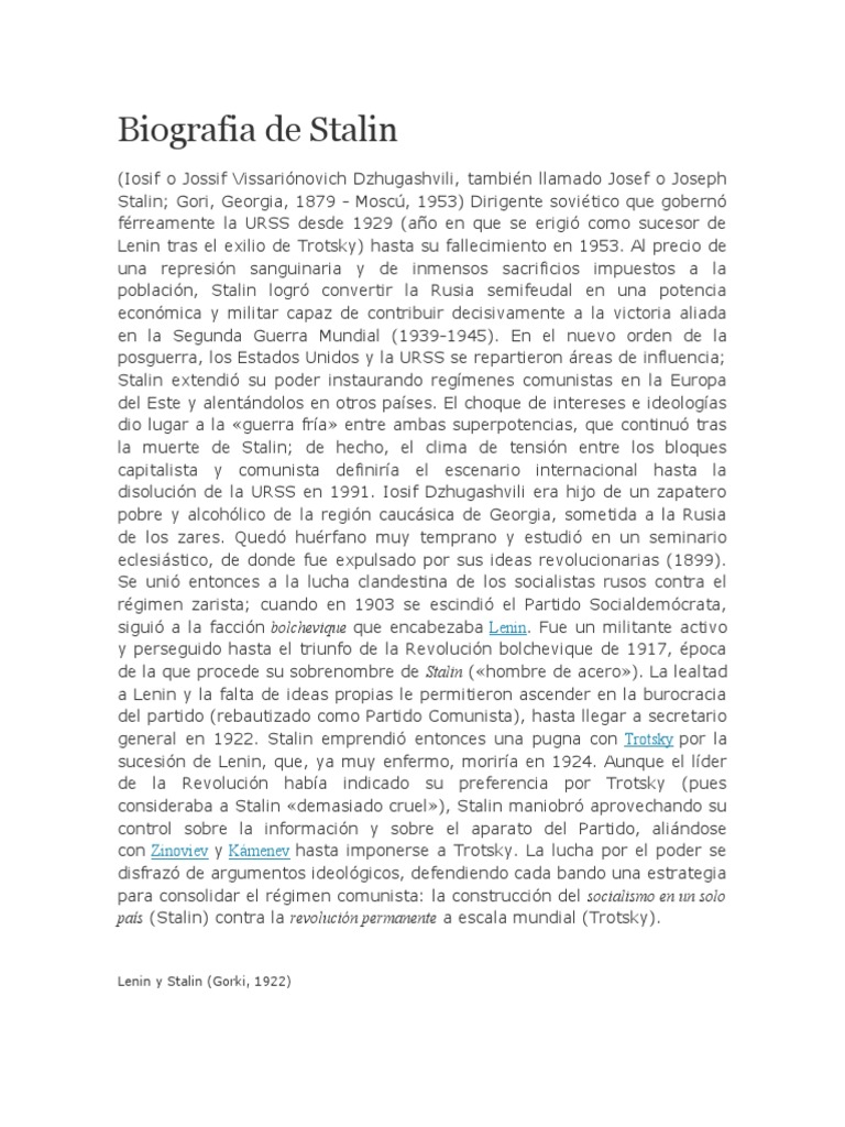 Biografia de Stalin | PDF | Joseph Stalin | Unión Soviética