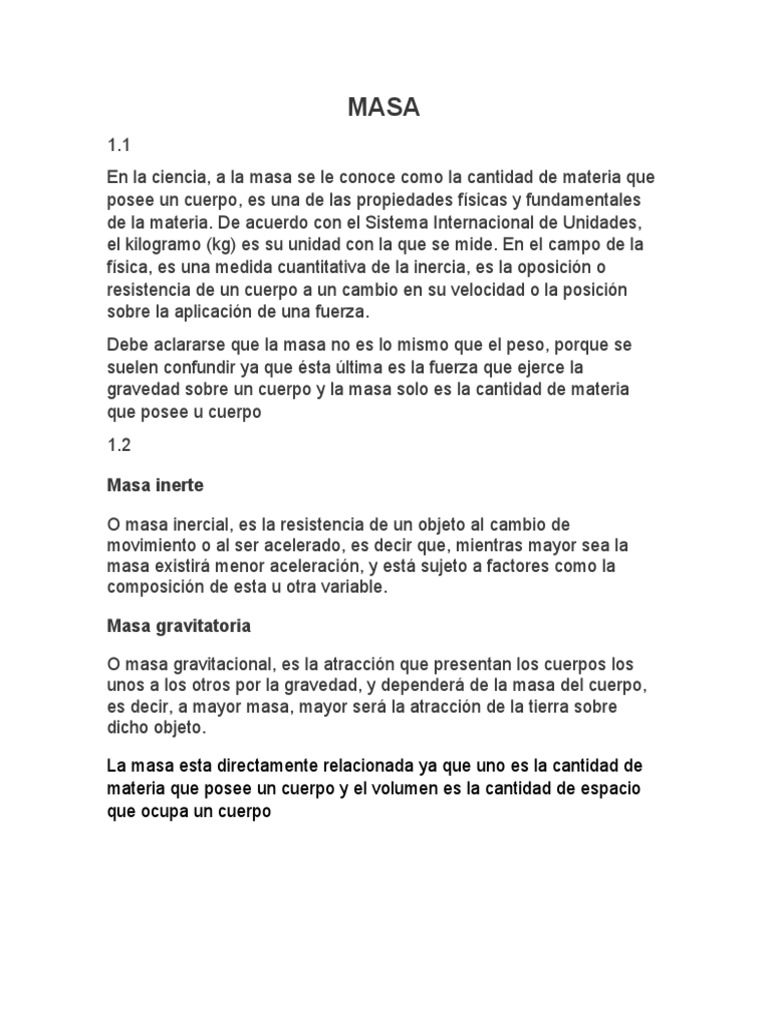 Diferencias entre Masa y Peso | PDF