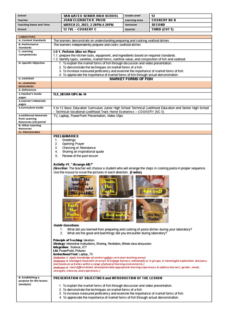 Preparing Seafood Dishes: Demonstrating Market Forms of Fish Through ...