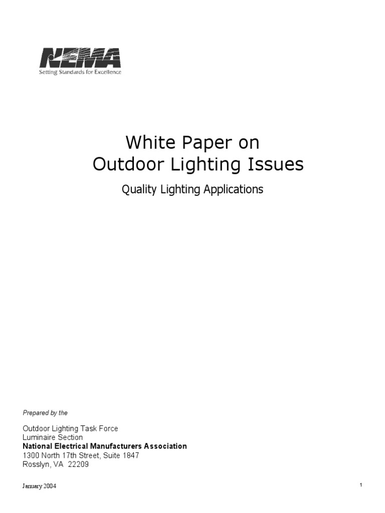 NEMA White Paper On Outdoor Lighting Issues PDF | PDF