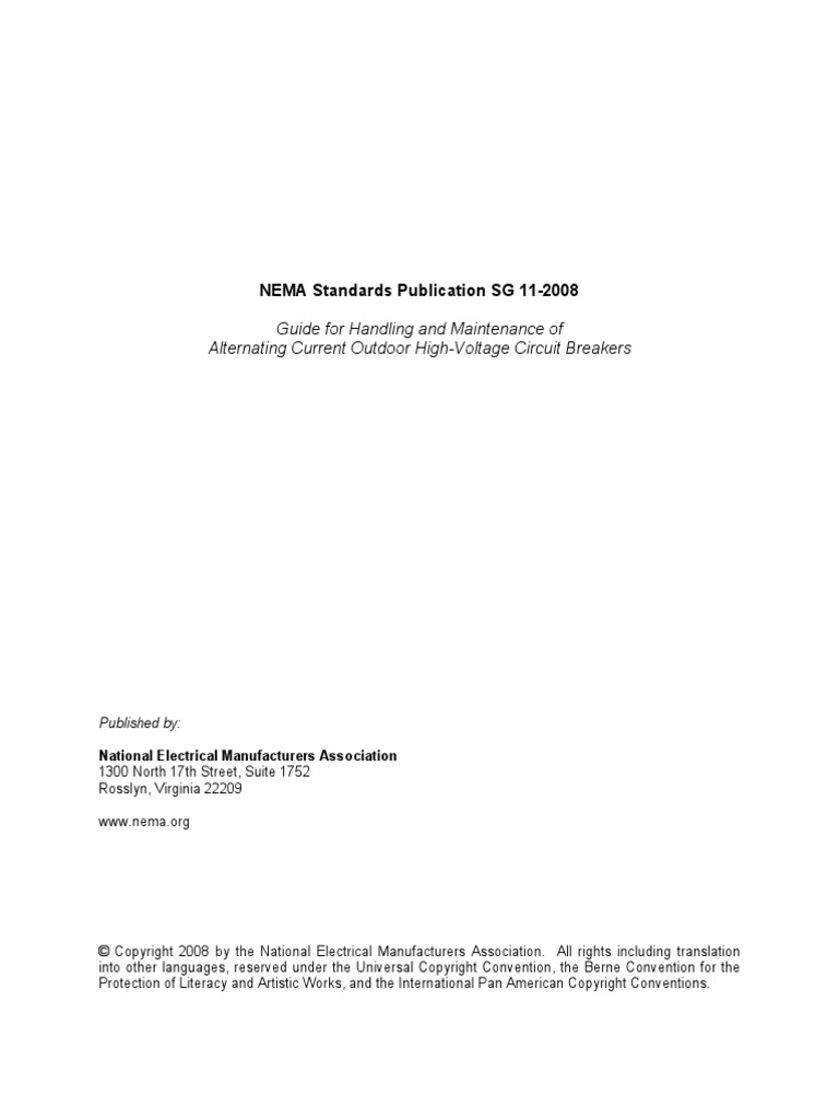 NEMA SG 11-2008 Guide For Handling and Maintenance of Alternating ... NEMA SG 11-2008 Guide For Handling and Maintenance of Alternating ...