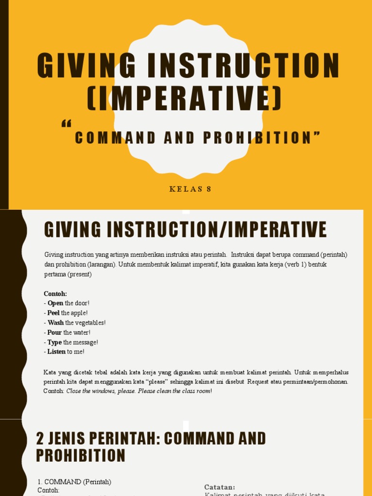Giving Instruction (Imperative) | PDF