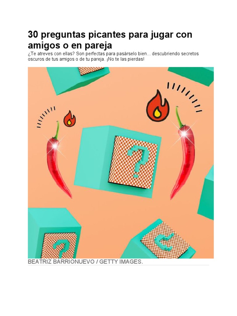 30 Preguntas Picantes Para Jugar Con Amigos o en Pareja | PDF