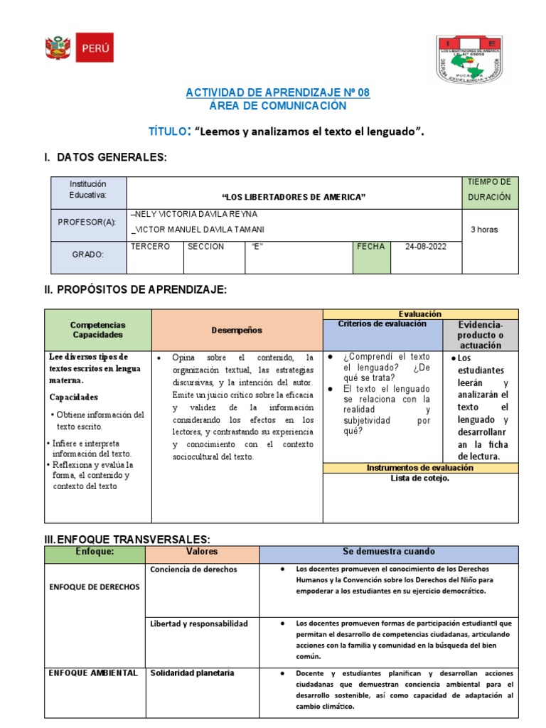 EXPERIENCIA DE APRENDIZAJE N 06 Ciencia y Ficción V 3ERO | PDF