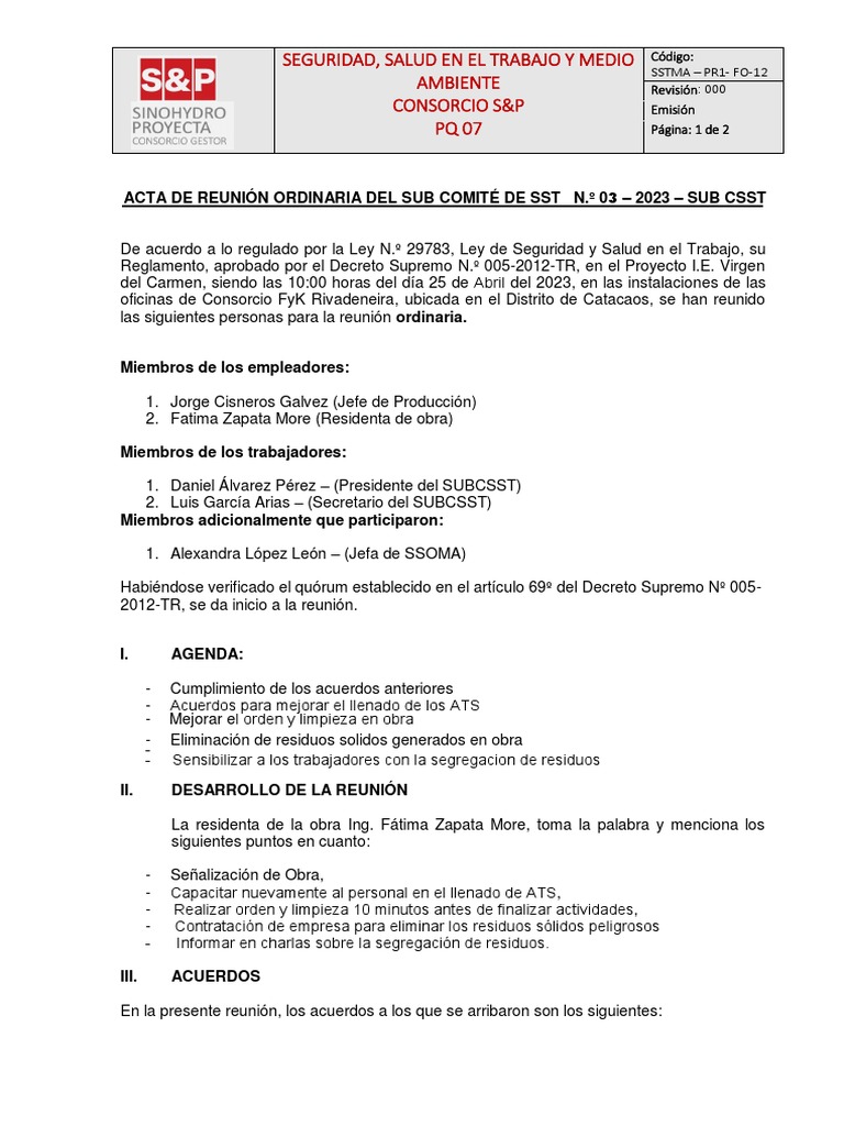 Acta 03 Reunion ORDINARIA PDF | PDF