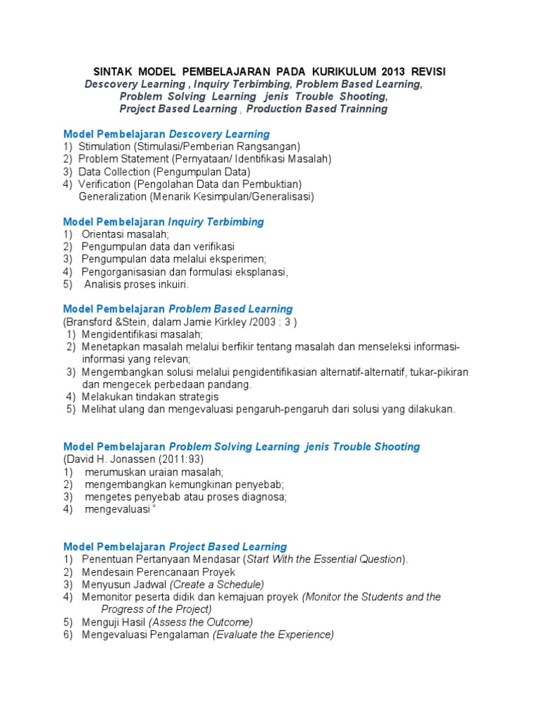 Sintak Model Pembelajaran K-13 Revisi | PDF Sintak Model Pembelajaran K-13 Revisi | PDF