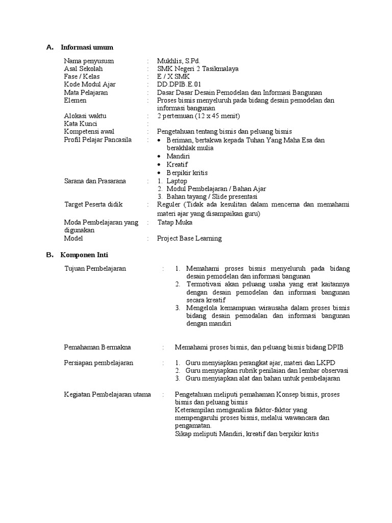 Modul Ajar DDK - DPIB - Oke | PDF