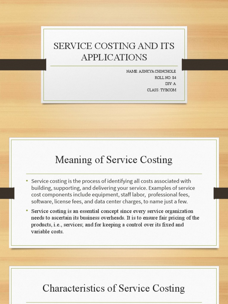 Service Costing PPT TYAAA84 | PDF