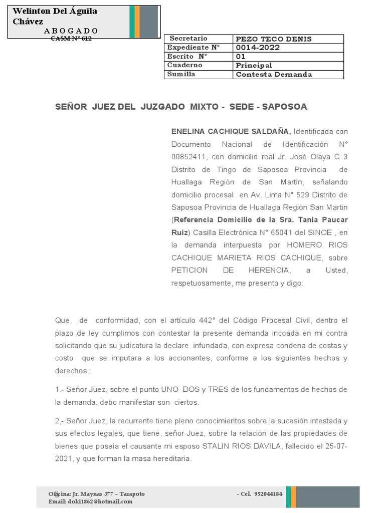 CONTESTACION DEMANDA | PDF