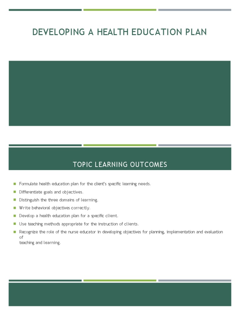 Developing A Health Education Plan 1 | PDF | Learning | Teaching Method