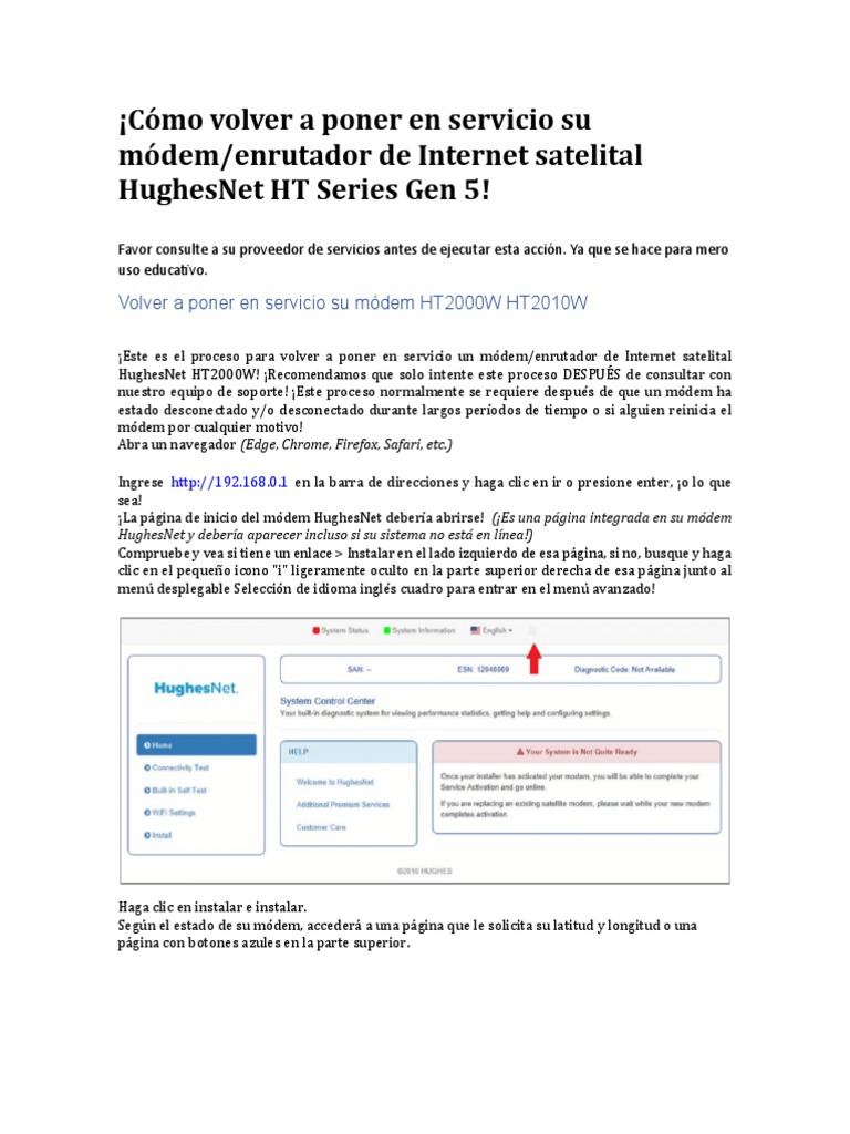 Cómo Volver A Poner en Servicio Su Módem HT2010 | PDF