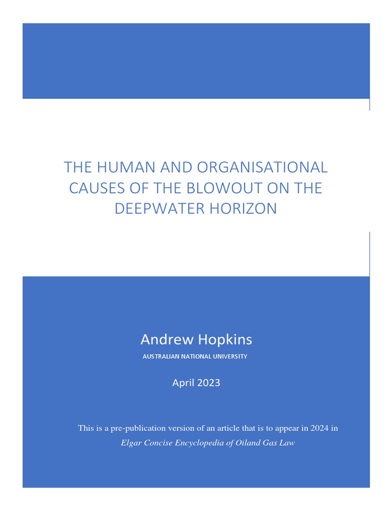 Causes Of The Deepwater Horizon Blowout Pdf Pdf