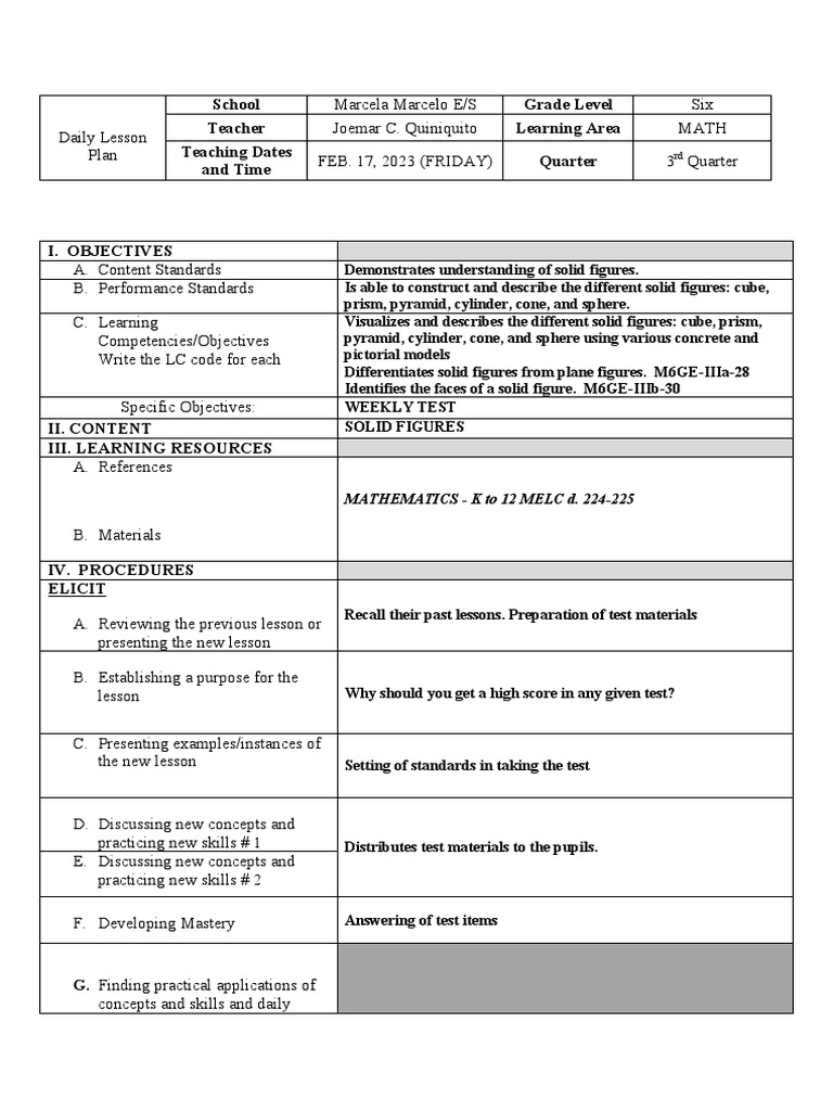 Dlp-Q3-Week 1-Day 5 (Math) | PDF