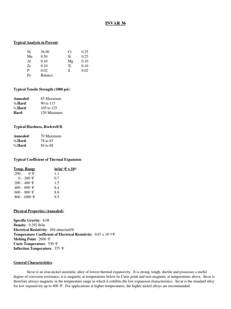 Invar 36 | PDF