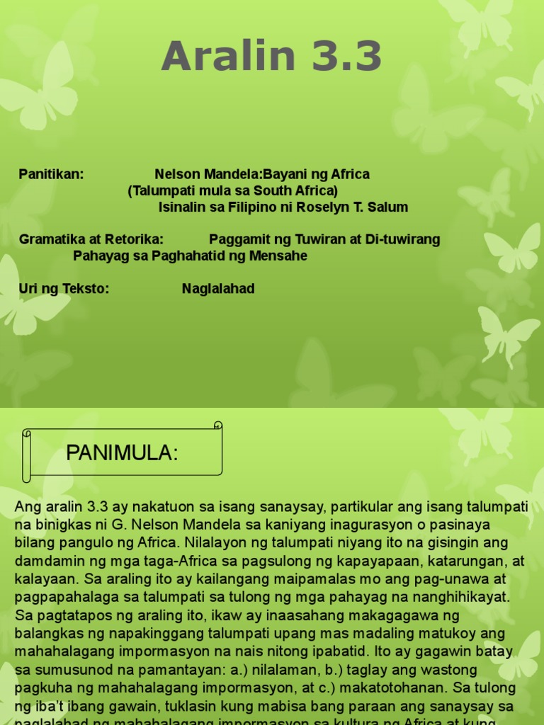 Aralin 3.3 Nelson Mandela : Bayani ng Africa | PDF