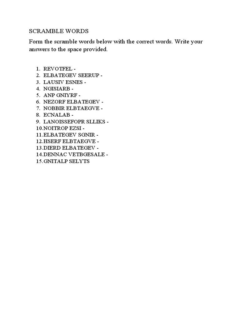Scramble Words | PDF
