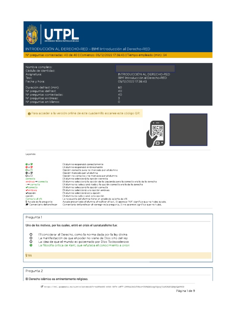 Examen I Bimestre Introducción Al Derecho UTPL PDF | PDF