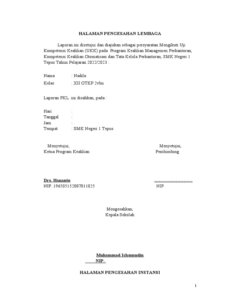 Halaman Pengesahan | PDF