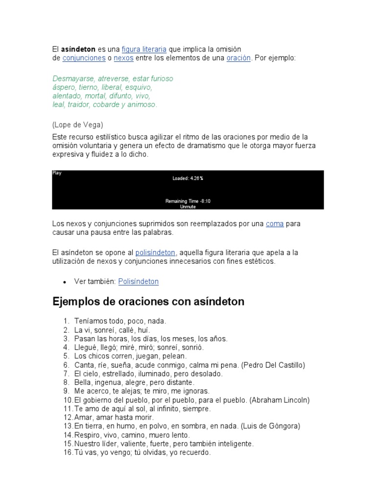Ejemplos de Oraciones Con Asíndeton | PDF