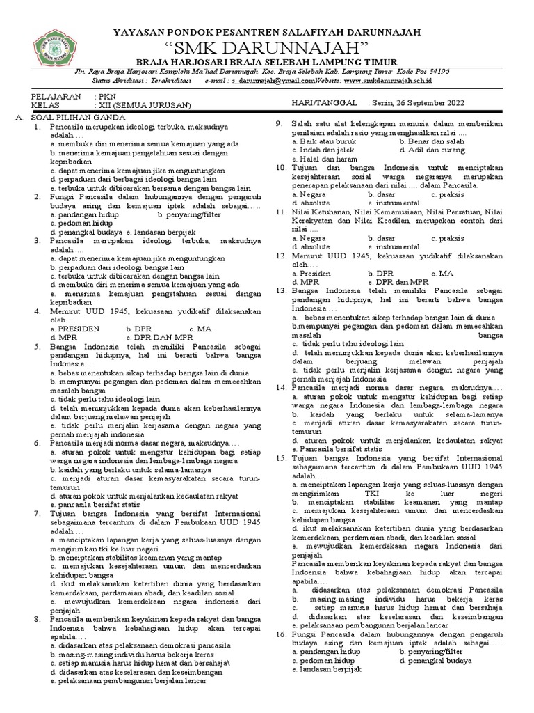 Soal PKN Kls 12 | PDF