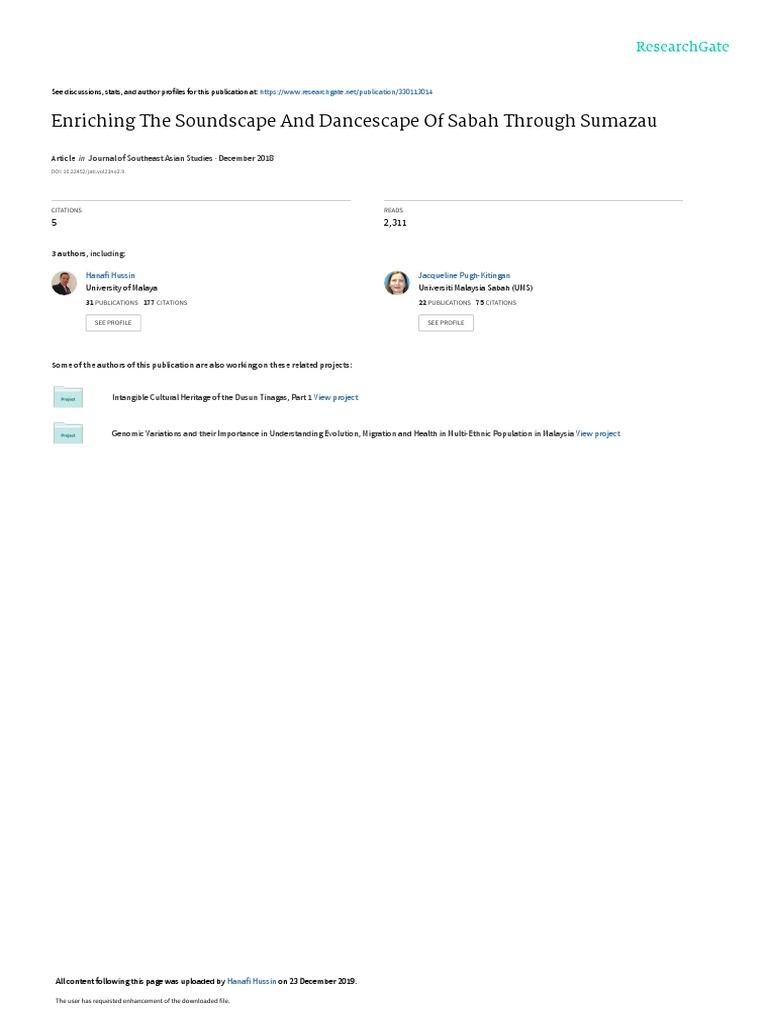 Enriching The Soundscape and Dancescape of Sabah Through Sumazau | PDF ...