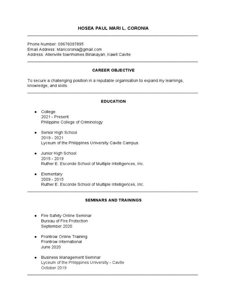 Resume Coronia | PDF | Behavior Modification | Cognitive Science