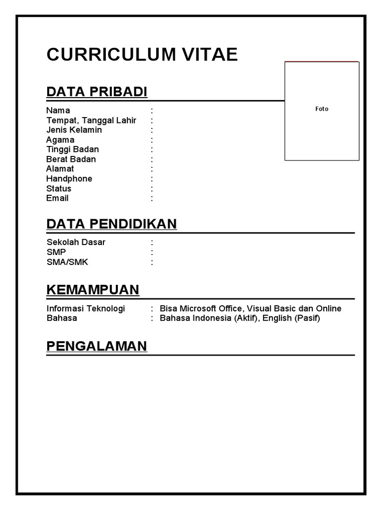 Default CV Sederhana | PDF