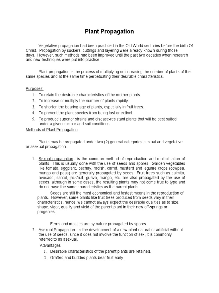 Plant Propagation Methods | PDF
