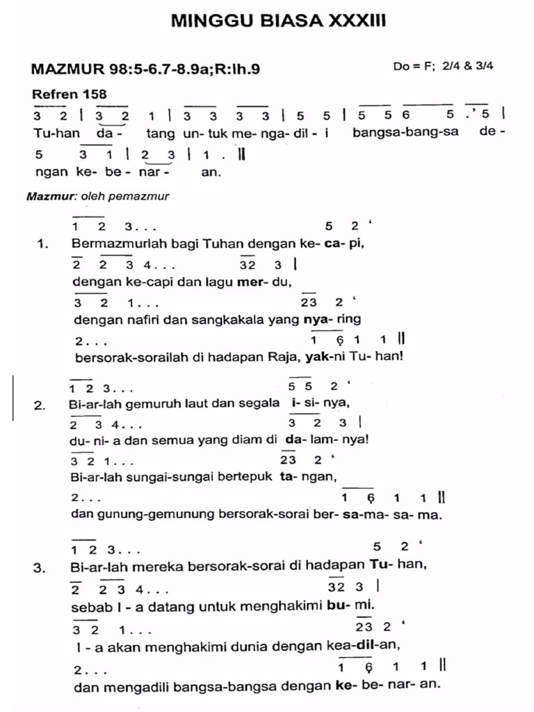 Minggu Biasa XXXIII Tahun C Mazmur BPI | PDF