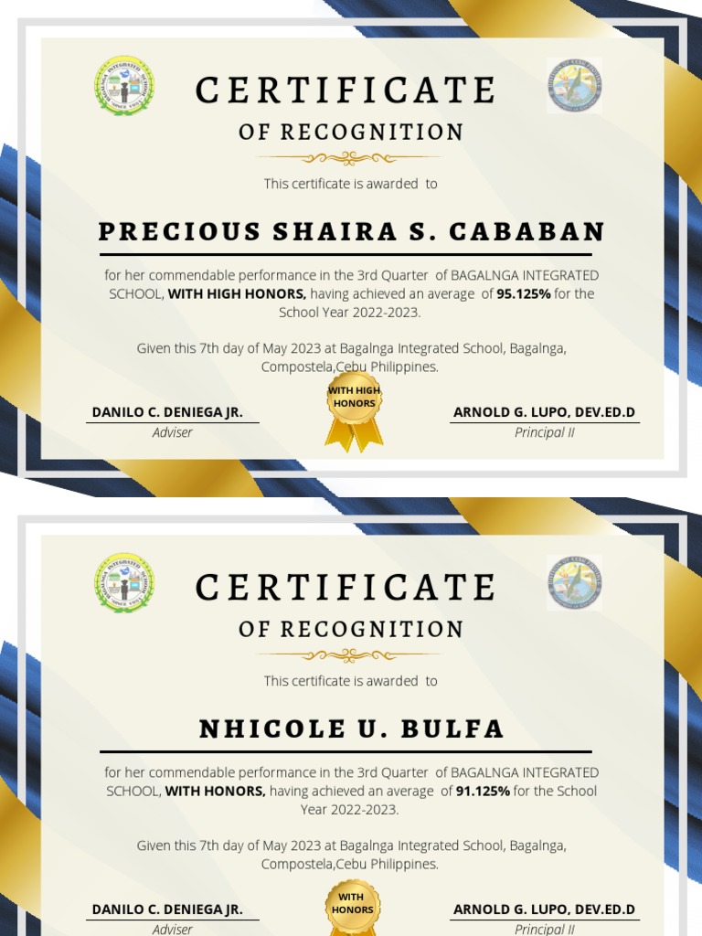 Certificate of Recognition | PDF